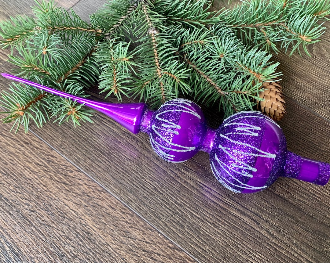 Purple Christmas Glass Tree Topper 12 Inch, Vintage Tree Topper ...
