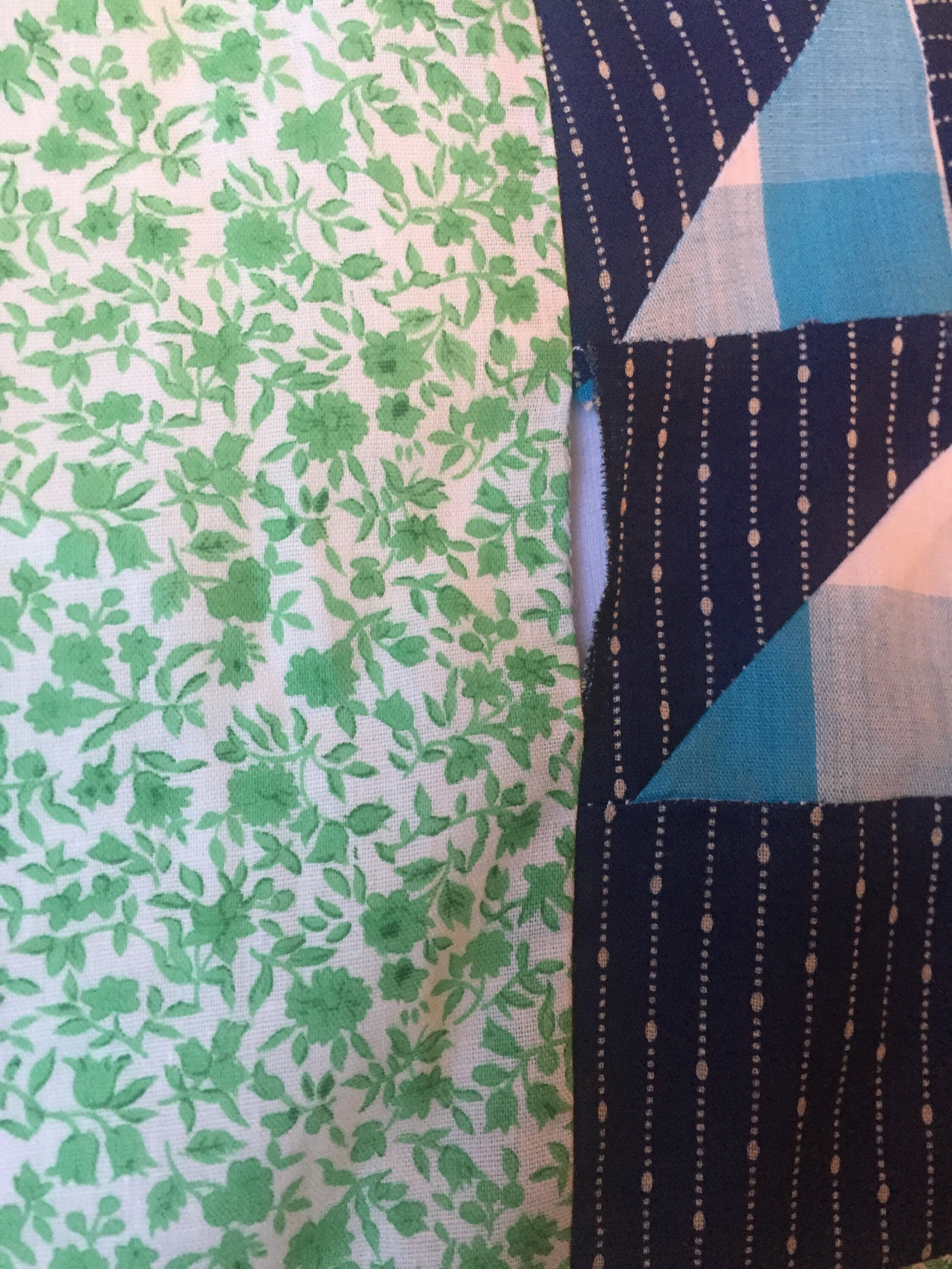 Green and Blue DOUBLE X Vintage Quilt Top Double X Pattern VINTAGE ...