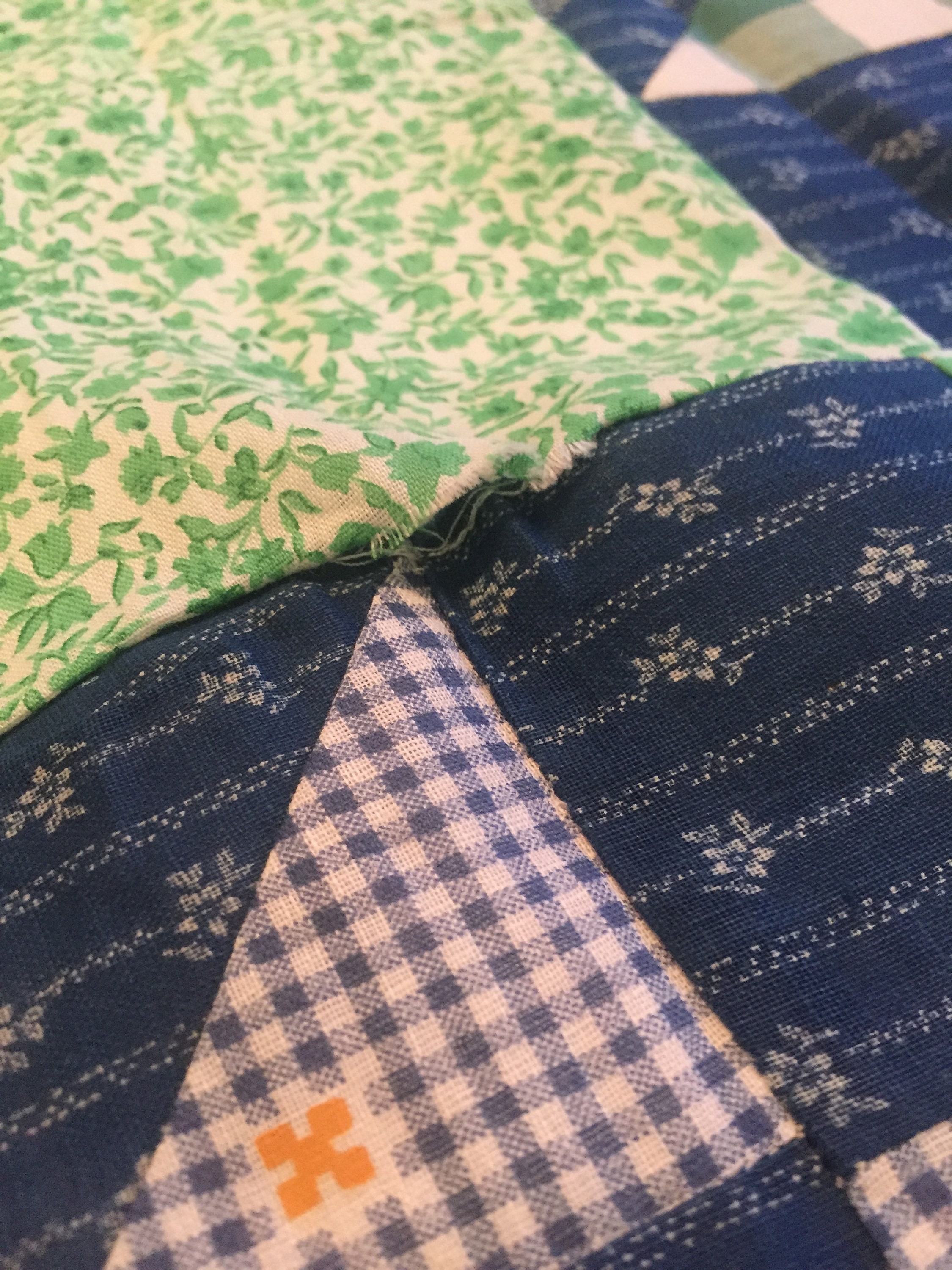 Green and Blue DOUBLE X Vintage Quilt Top Double X Pattern - Etsy