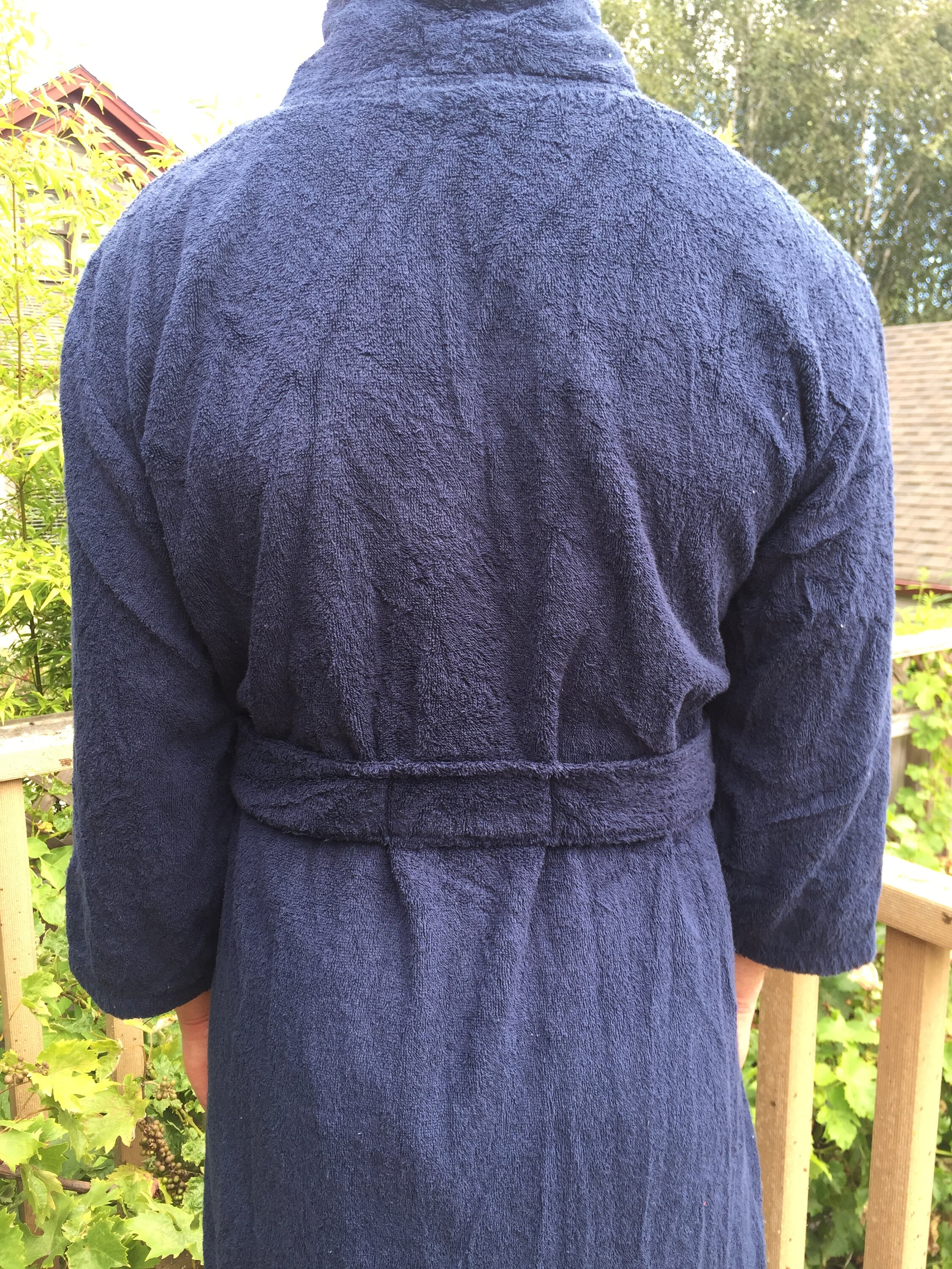 Vintage Stan Herman Cotton Terry Cloth ROBE Vintage Navy Blue ...