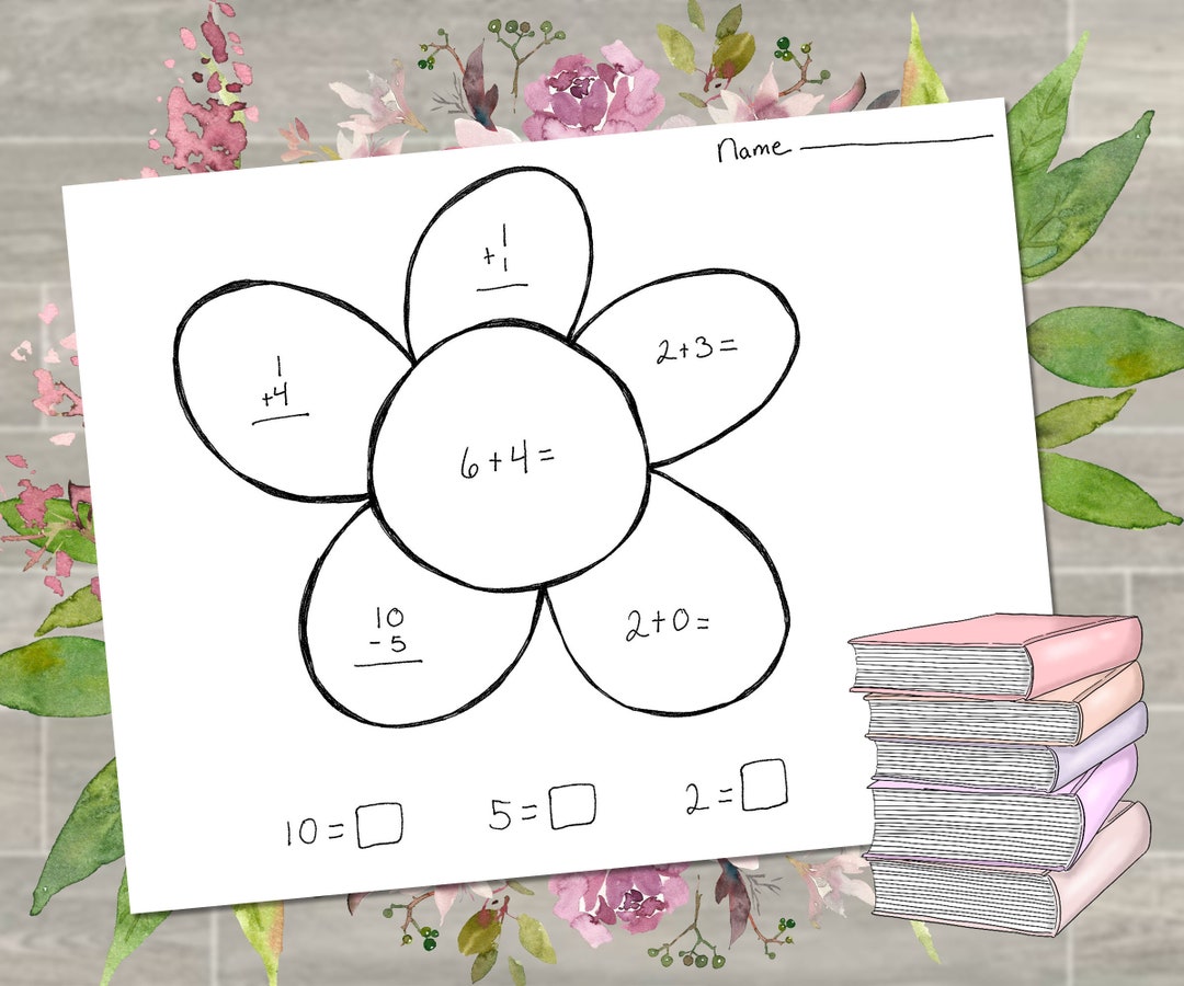 MATH & COLOR DAISY Hand Drawn Worksheet Primary/elementary Grades - Etsy
