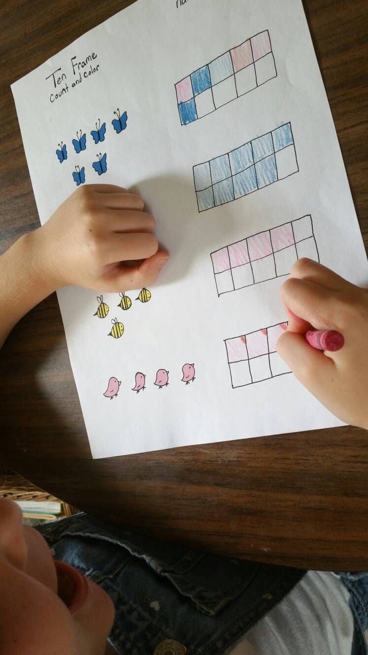 TEN FRAME Count & Color Kindergarten Preschool Math Spring Theme Color ...