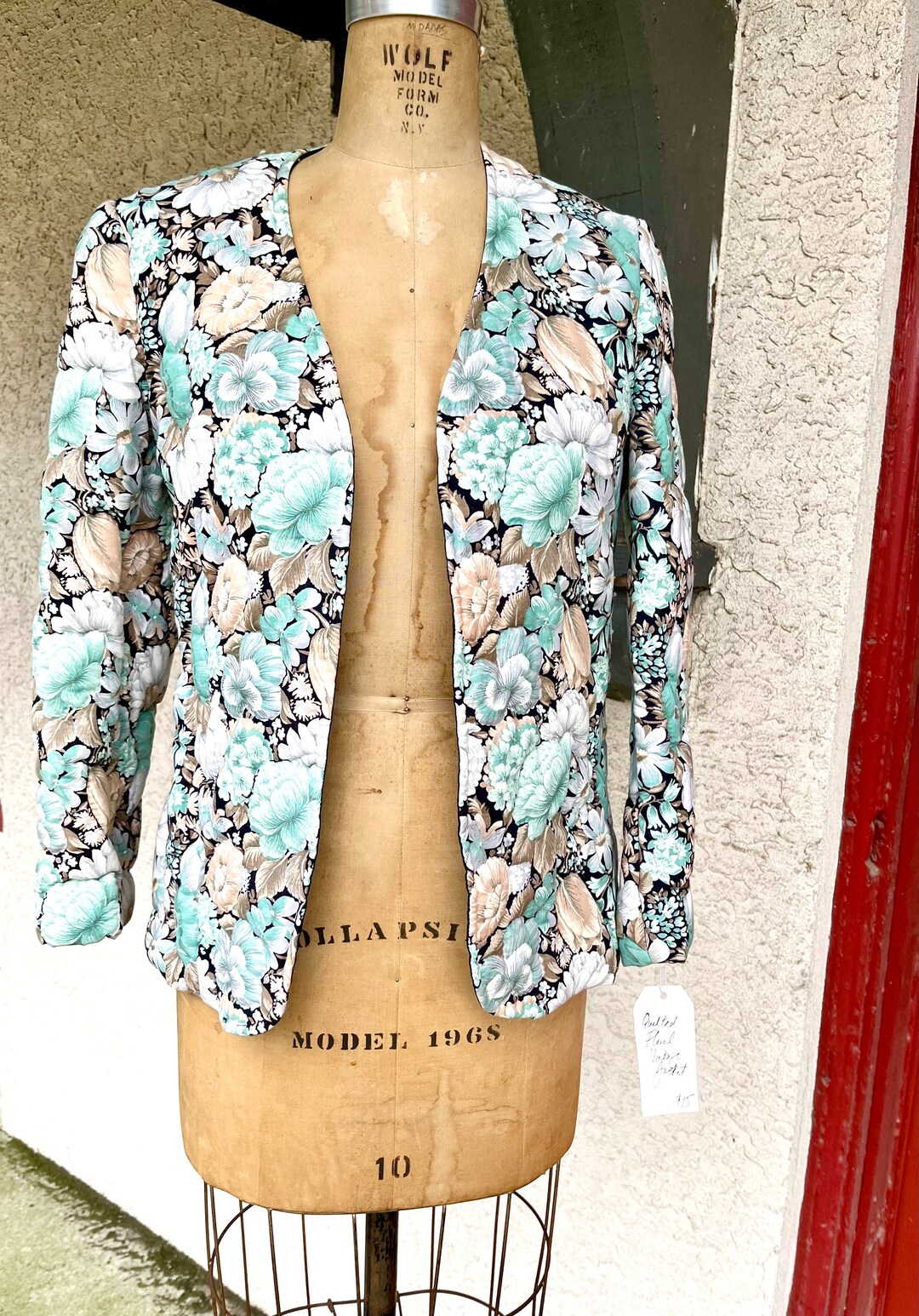 Vintage Floral Print Floral Jacket | Size 6 | Mint Green and Beige ...