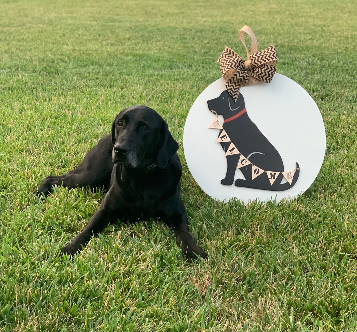 Welcome Dog Labrador Retriever Dog door hanger Dog sign | Etsy