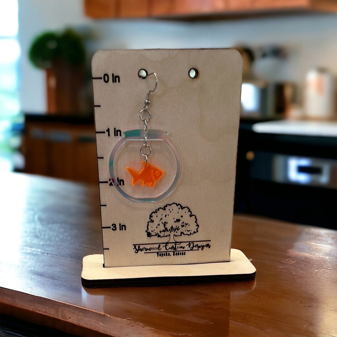 Iridescent Acrylic Goldfish in Bowl - Fish Statement Earrings - Etsy