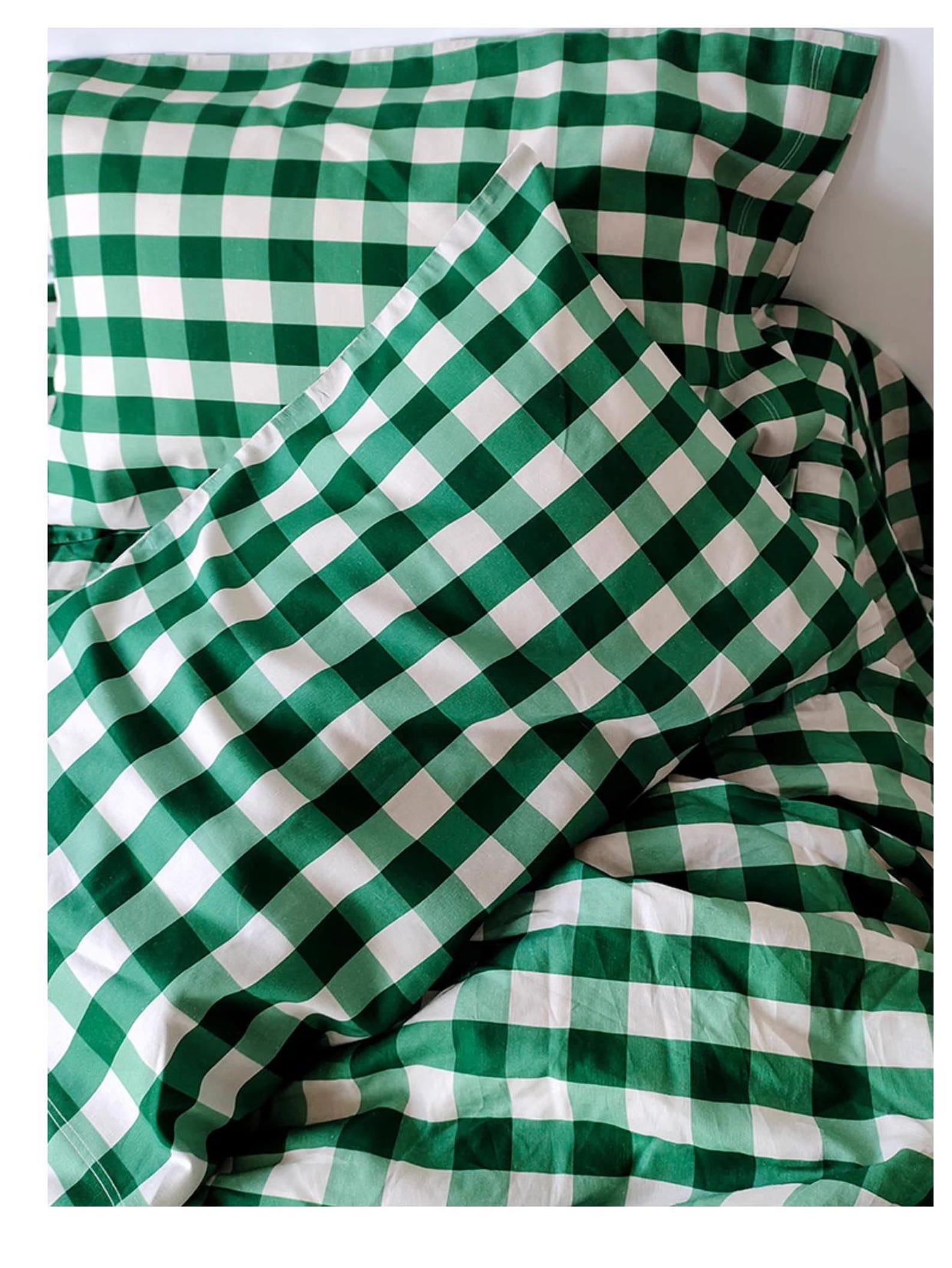 Green Check Linen Bedding Set, Checked Linen Quilt, Linen Bedding Set ...