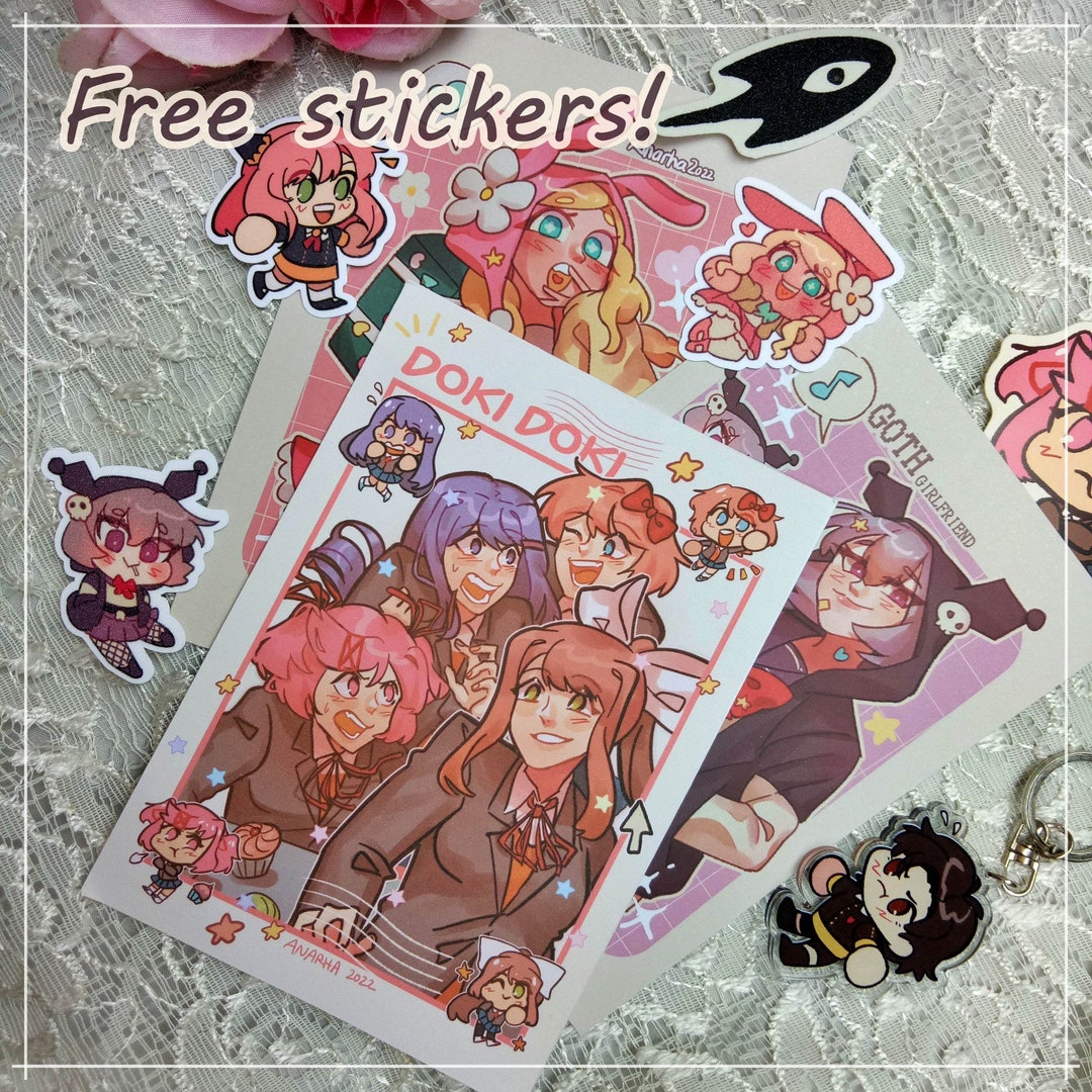 Free Sticker Doki-doki Literature Club DDLC Postcard A6 Artprint - Etsy