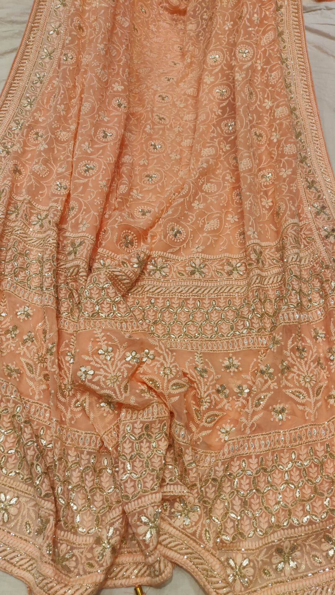 Alma Chikankari Saree Indian Gorgette Saree,,,,pakistani Saree - Etsy