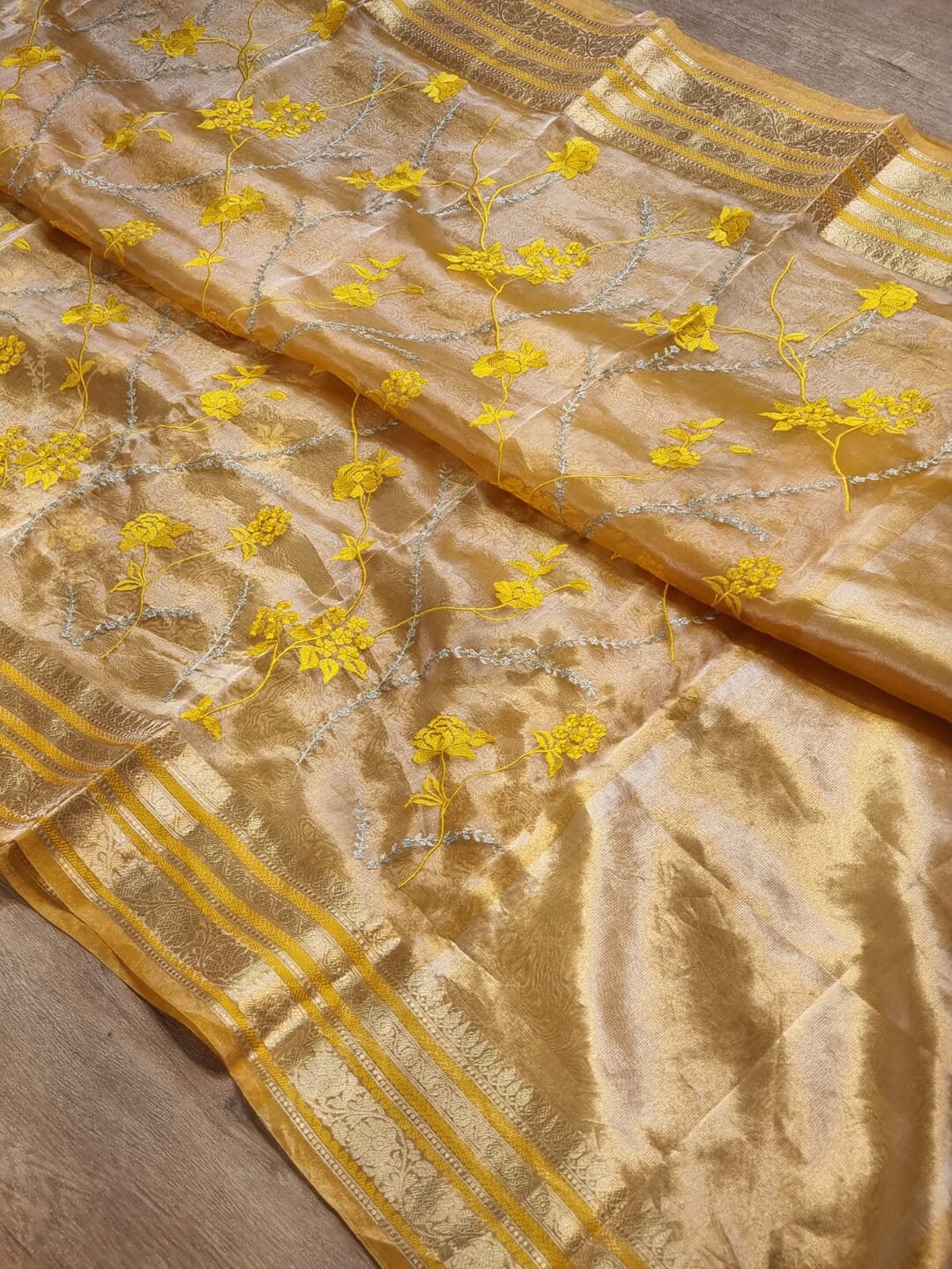Ranish Metallic Tissue Saree Indian Saree - Etsy