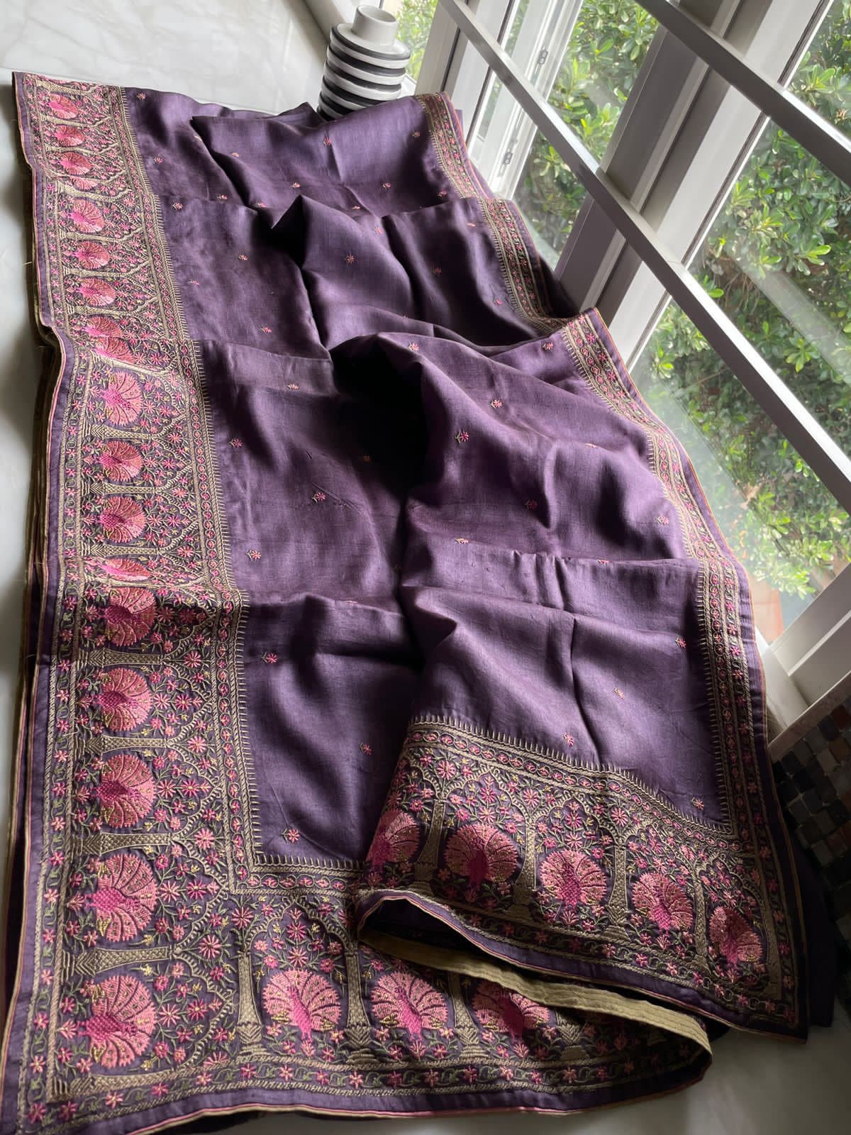 Purple Tussar Sareeindian Sareepartywear Saree - Etsy