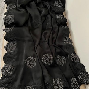 Ramisha Satin Swarosvki Beautiful Saree - Etsy