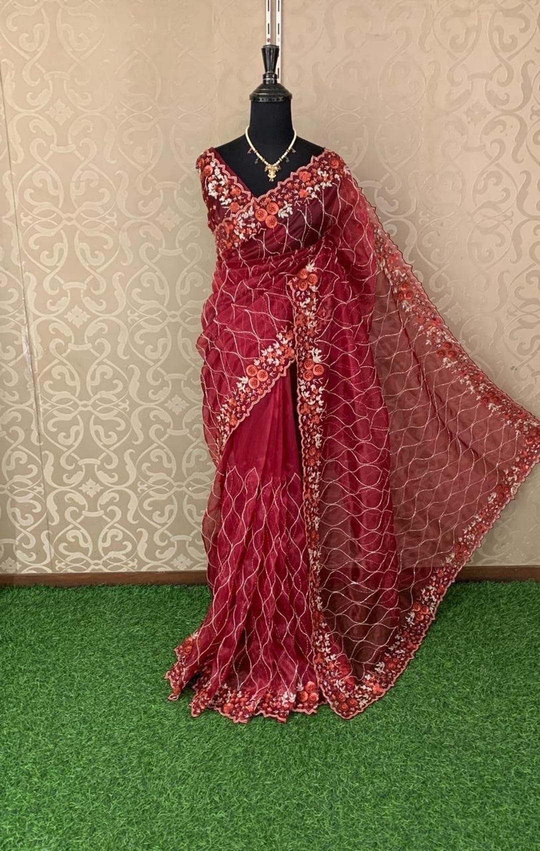 Walima Organza Saree Partywear Saree Indian Sarees Blouse - Etsy