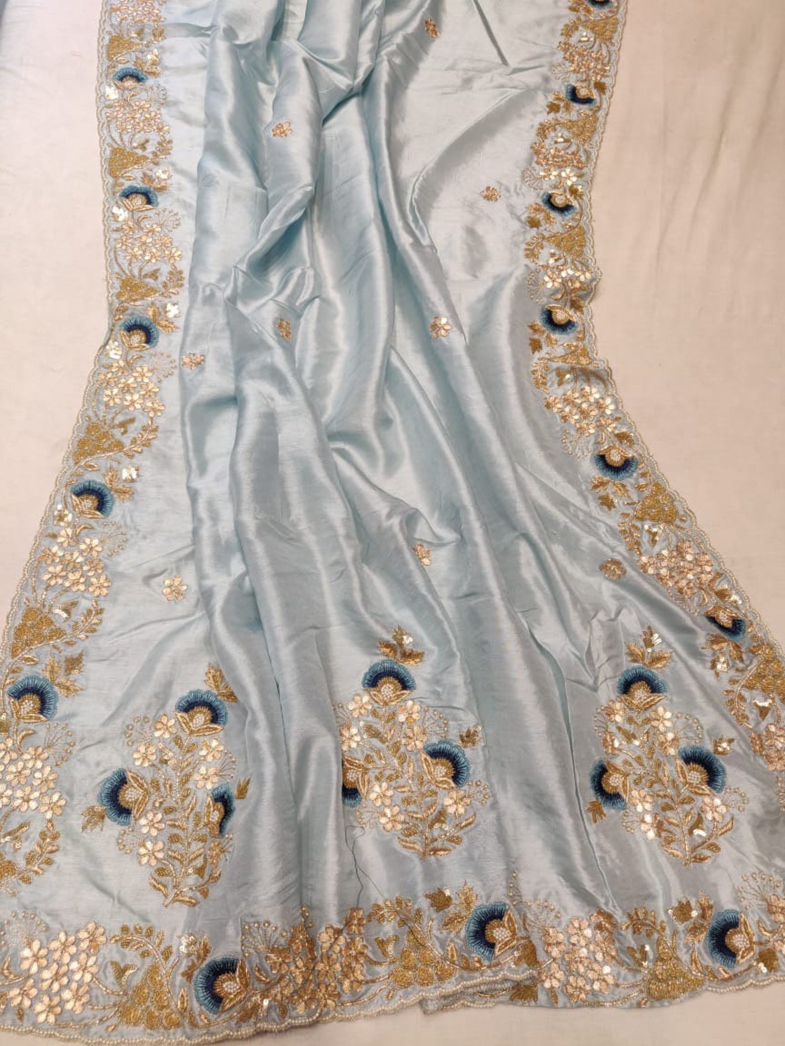 Russian Silk Sareeembroidered Sareeunique Sari - Etsy