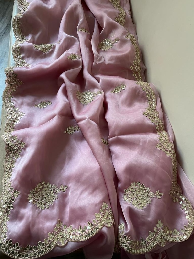 Irish Gottapatti Organza Saree Indian Sari - Etsy