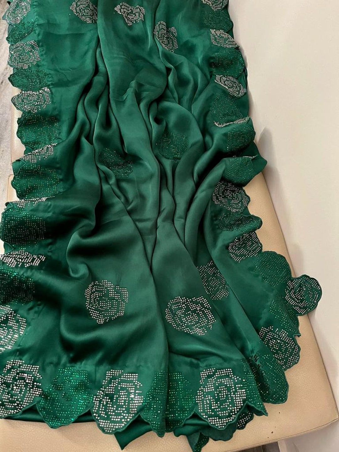 Ramisha Satin Swarosvki Beautiful Saree - Etsy