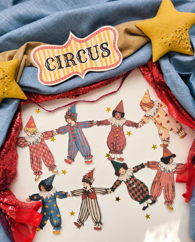 Handmade Paper Clown Garland: Circus Party Decoration - Etsy UK