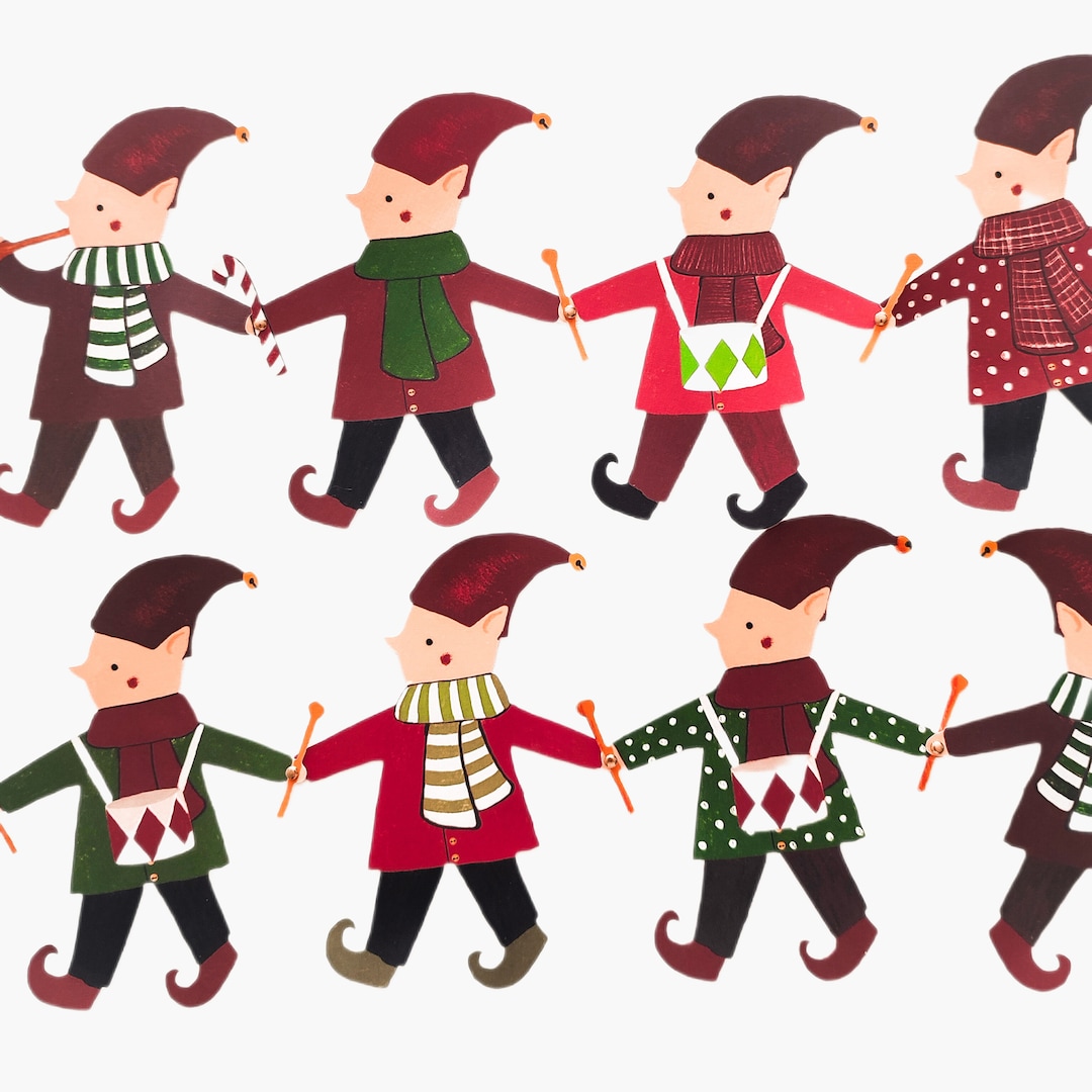 Christmas Elves Garland, Paper Christmas Garland - Etsy