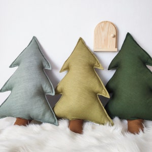 Linen Tree Cushion, Tree Pillow, Conifer Cushion, Christmas Tree ...