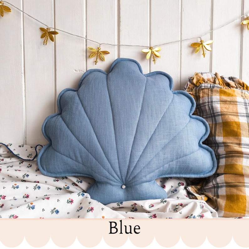Seashell Linen Pillow | Scandinavian Coastal Decor | 100% Linen Shell ...