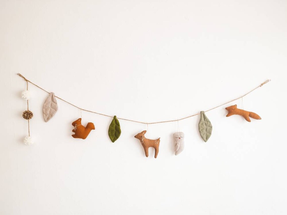 Forest Animals Linen Garland Forest Garland Autumn Garland - Etsy