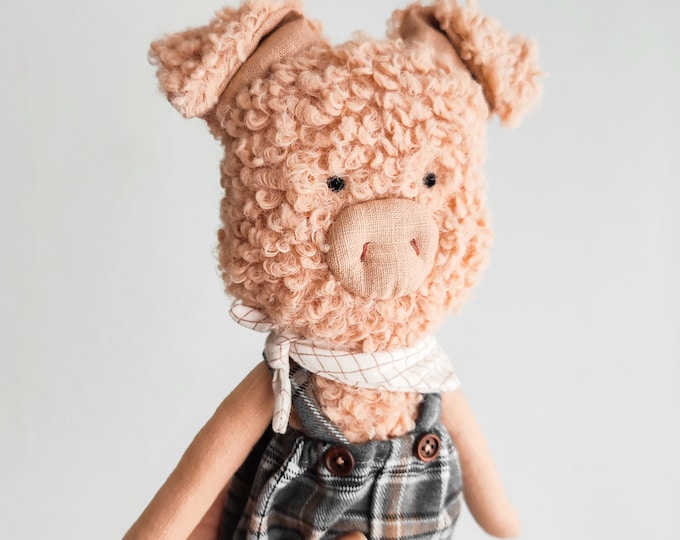 Unique Pig Doll, Linen Pig, Pig Toy, Pig Mascot, Soft Doll, Artistic ...