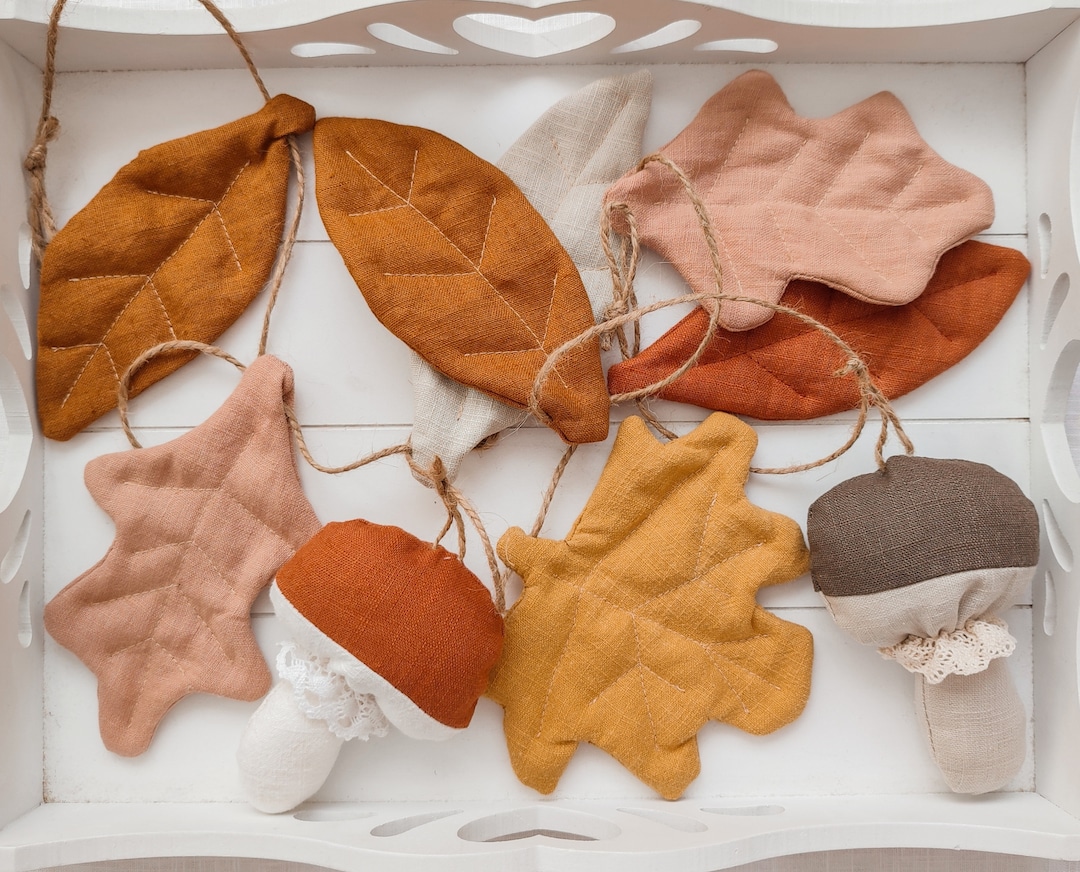 Linen Leaves Garland, Autumn Garland, Forest Garland, Leaf Garland ...