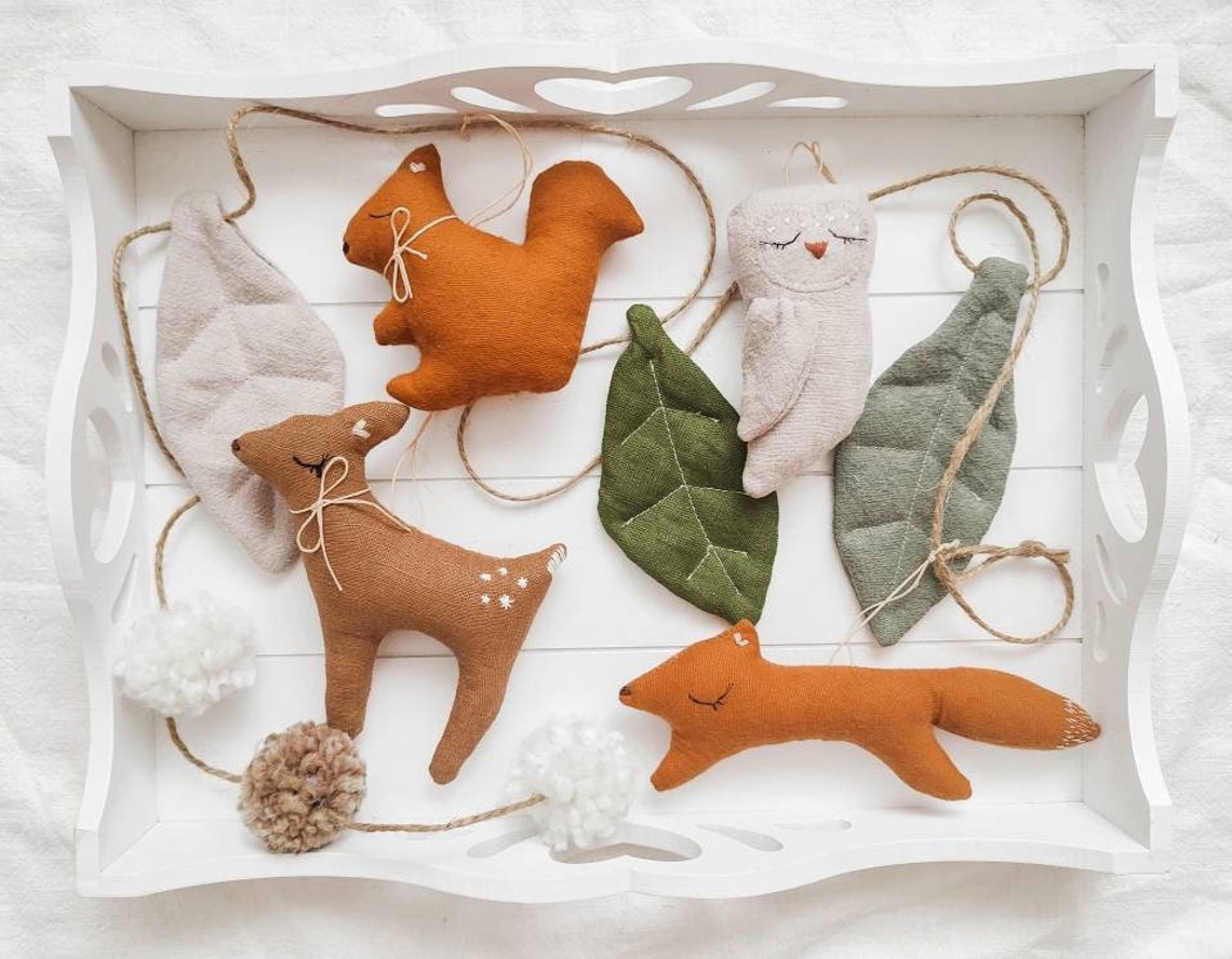 Forest Animals Linen Garland Forest Garland Autumn Garland - Etsy