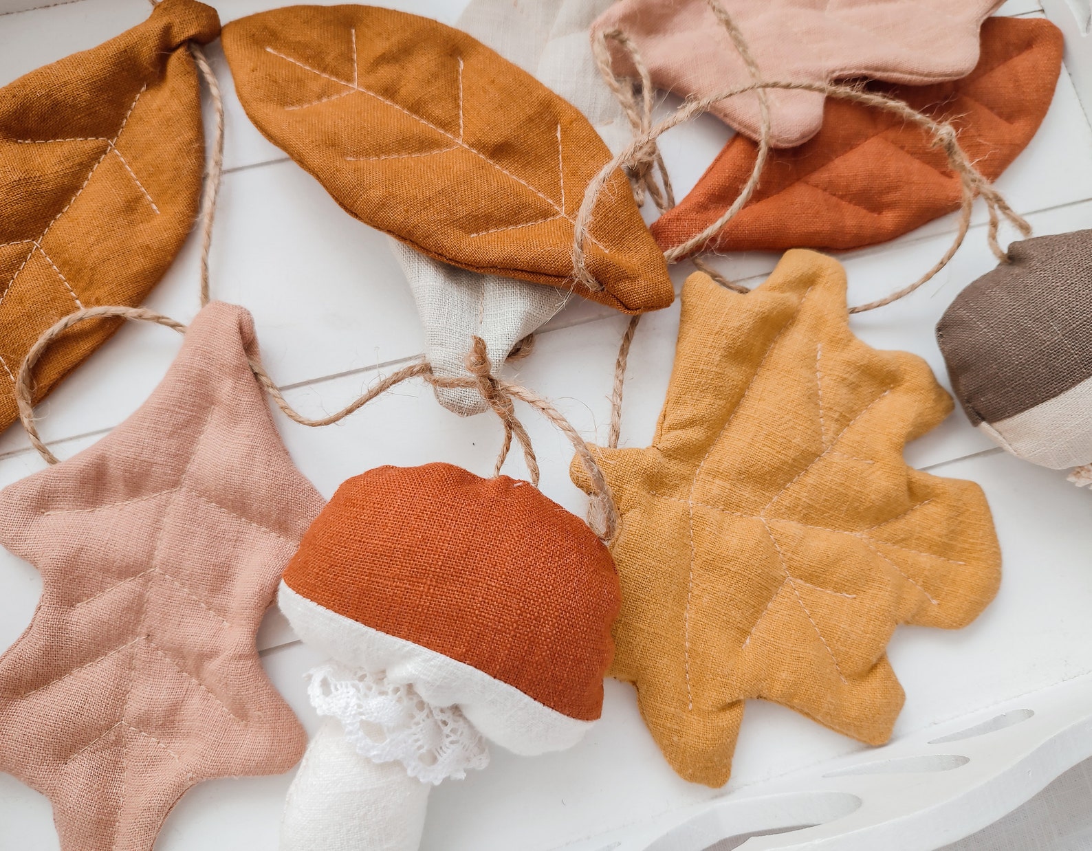 Linen Leaves Garland Autumn Garland Forest Garland Leaf - Etsy