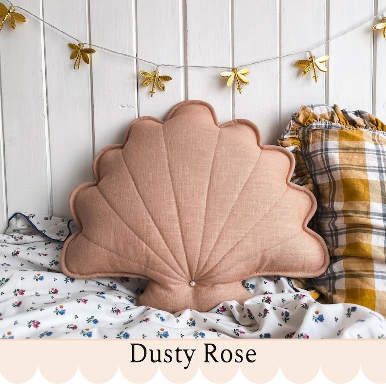 Seashell Linen Pillow | Scandinavian Coastal Decor | 100% Linen Shell ...