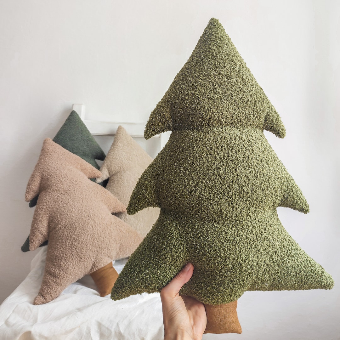 Boucle Tree Cushion: Organic Conifer Forest Pillow - Etsy