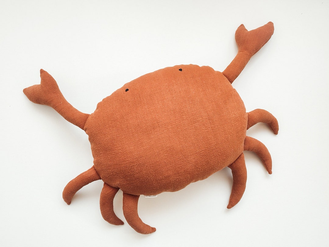 Linen Crab Cushion, Crab Shaped Cushion, Marine Pillow, Seaside ...