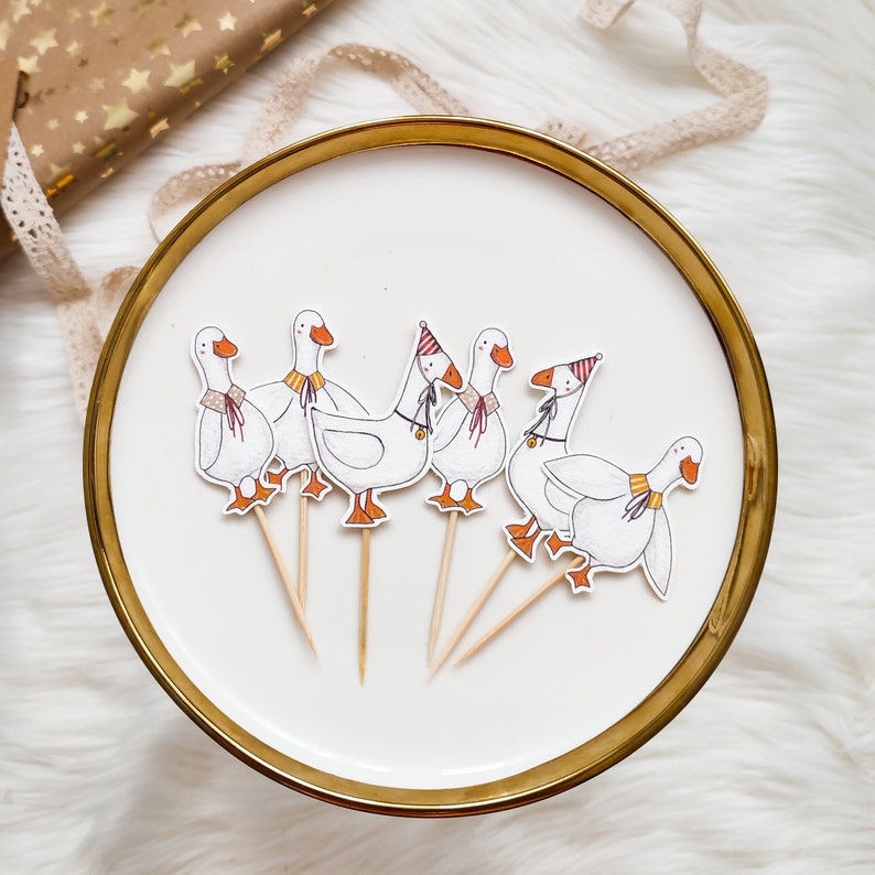 Set of 6 Goose Cupcake Toppers Goose Themed Party Birthday - Etsy