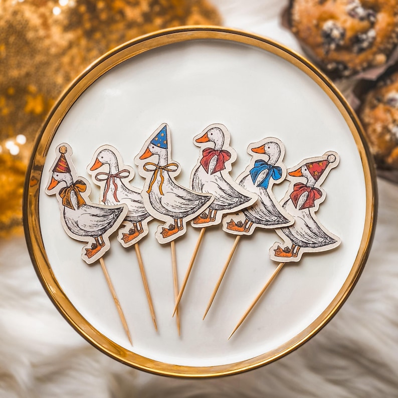Goose Cupcake Toppers: Handmade Paper Party Decorations - Etsy