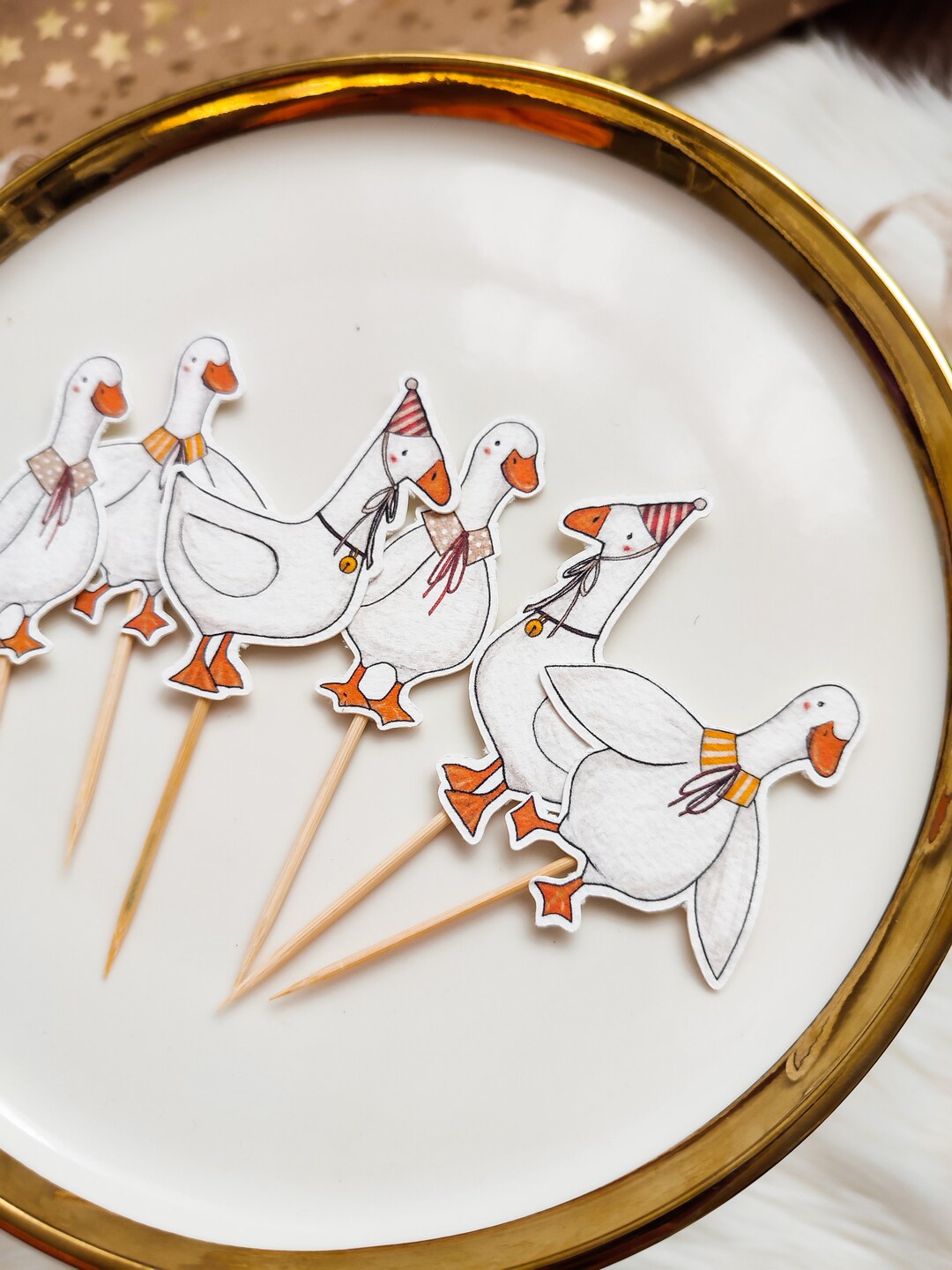 Set of 6 Goose Cupcake Toppers, Goose Themed Party, Birthday Topper ...