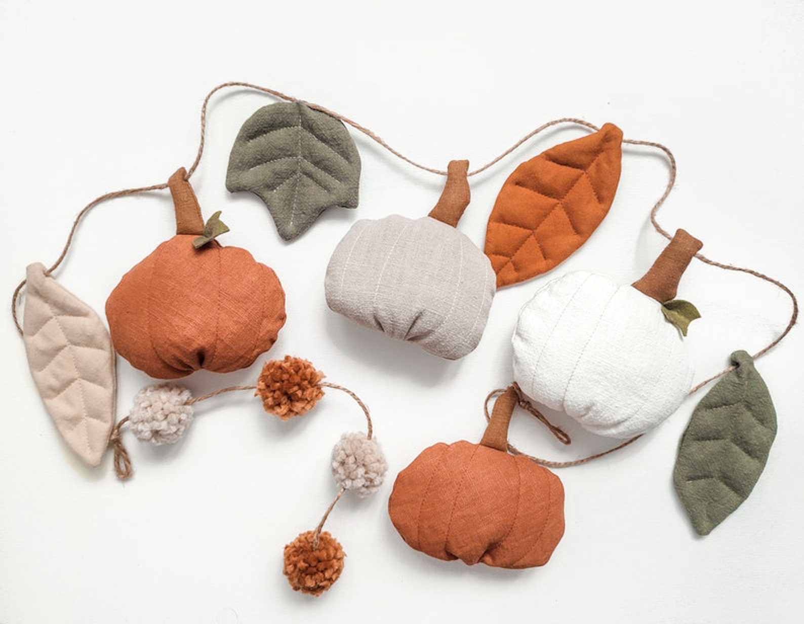 Linen Autumn Garland Pumpkin Garland Forest Garland Leaf - Etsy