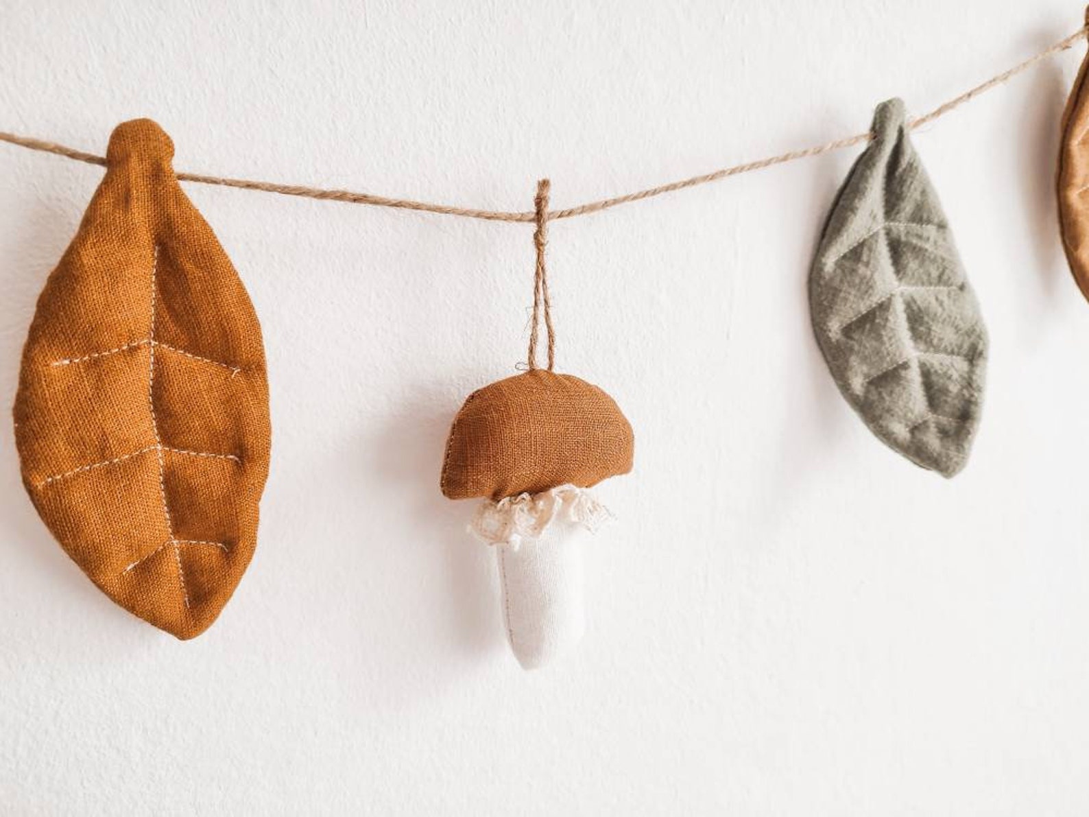 Linen Leaves Garland Autumn Garland Forest Garland Leaf - Etsy