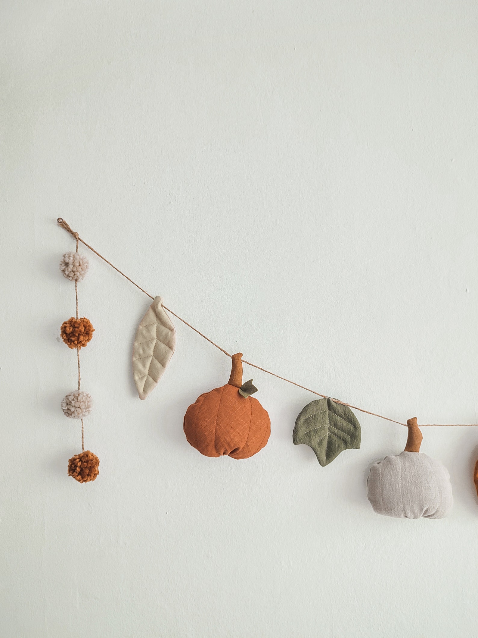Linen Autumn Garland Pumpkin Garland Forest Garland Leaf - Etsy