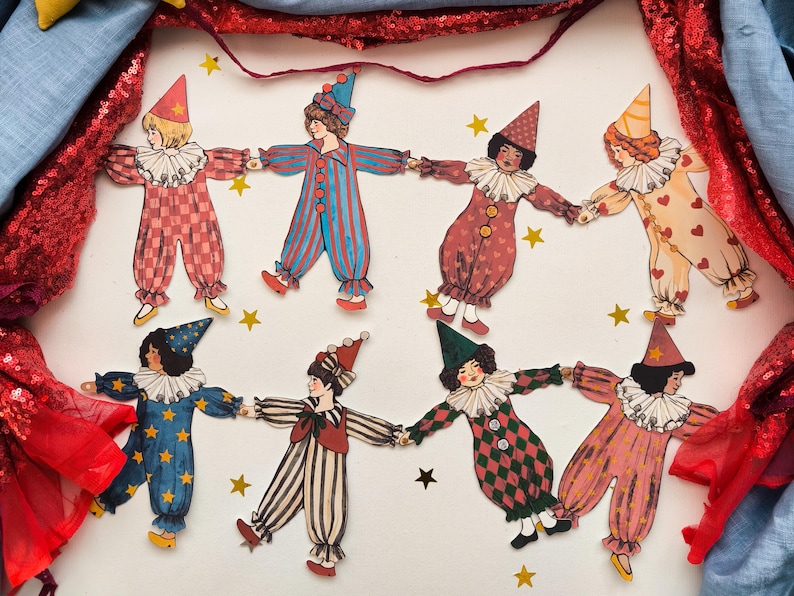 Handmade Paper Clown Garland: Circus Party Decoration - Etsy