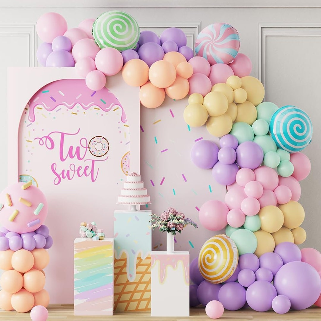 Sweet Candyland Balloon Arch Garland Kit Candy Rainbow Themed Birthday ...