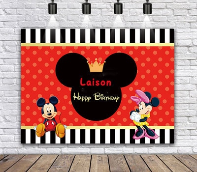 Mickey Birthday Banner , Baby Shower Decora, 1st Birthday Backdrop ...