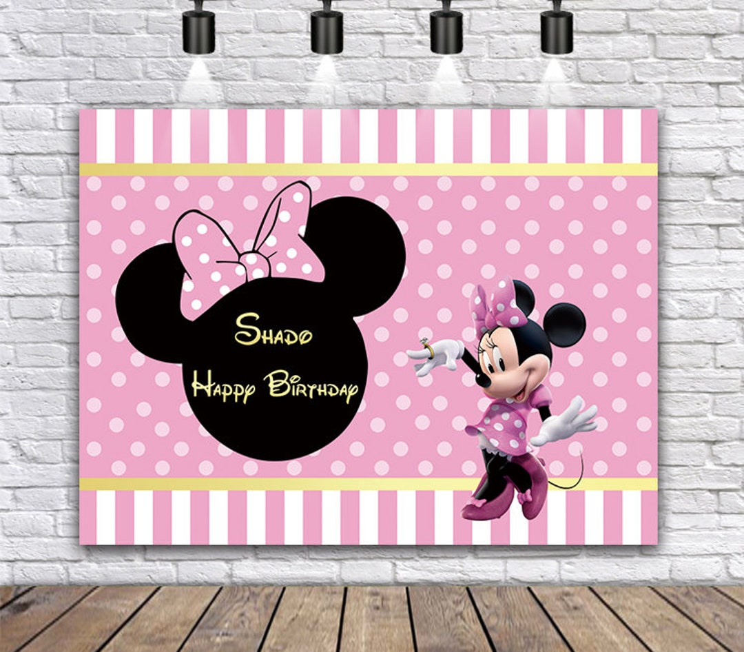 Pink Minnie Birthday Backdrop, Minnie Mouse Backdrop, Mickey Mouse ...