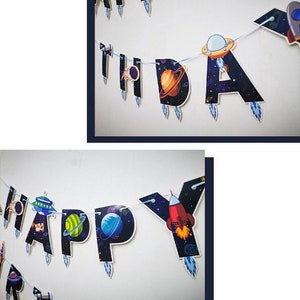 Outer Space Birthday Party Banner, Astronaut Banner, Rocket Banner ...