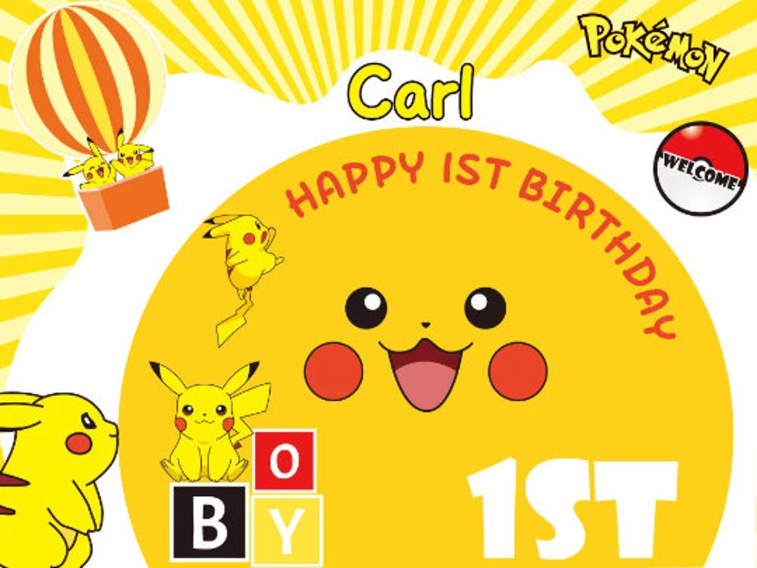 Pikachu Birthday Backdrop, Pokemon Birthday Backdrop, Birthday ...