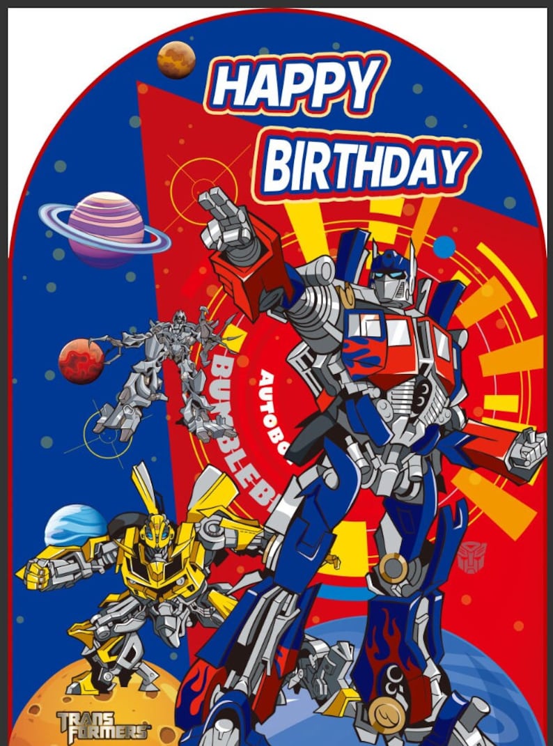 Optimus Prime Theme Birthday Backdrop – Transformers Party Wall ...