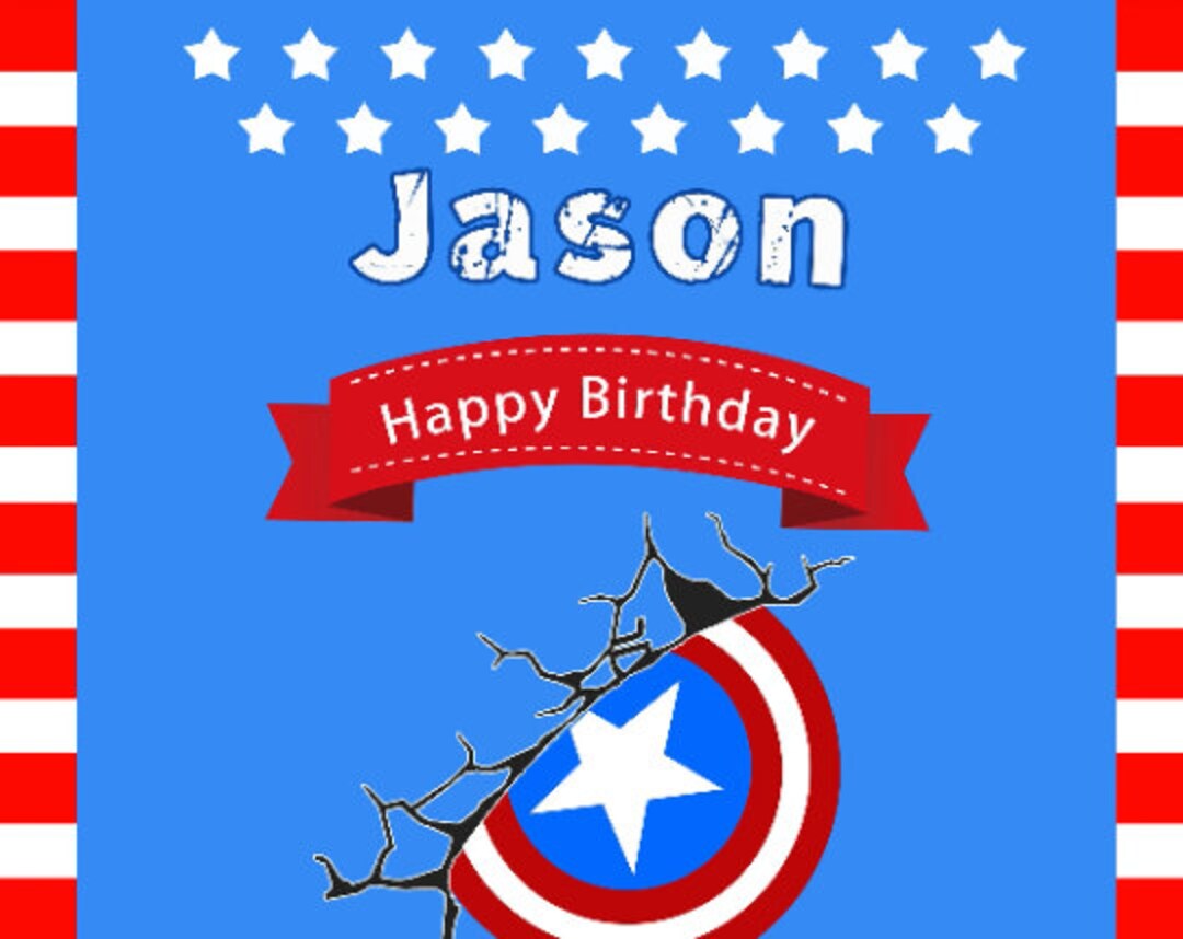 Personalized Captain America Birthday Party Backdrop, Superhero Theme ...
