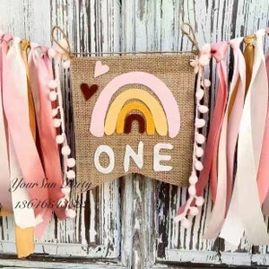 Rainbow 1st Birthday Banner, Two BOHO Banner, Three Birthday High Chair ...