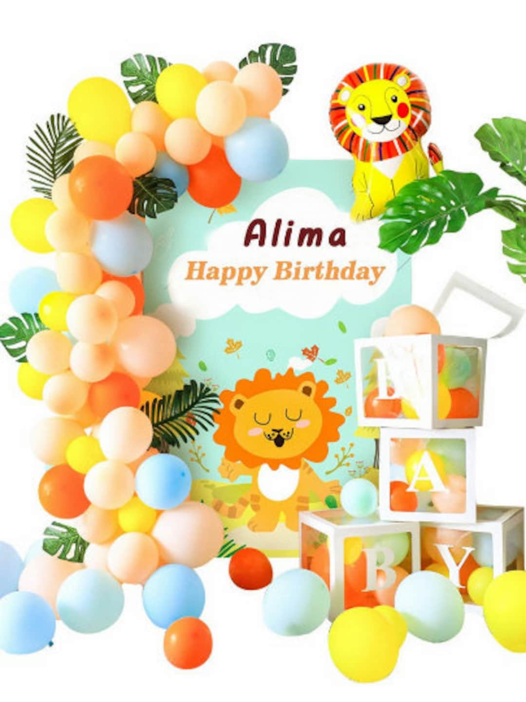 Lion Theme Party Decoration, Jungle Birthday Party Balloon Kit/ Set ...