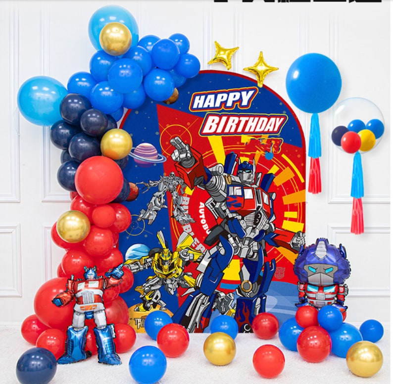 Optimus Prime Theme Birthday Backdrop – Transformers Party Wall ...