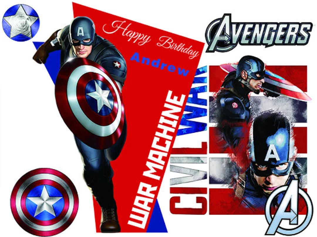 Captain America Birthday Backdrop, Superhero Birthday Backdrop ...