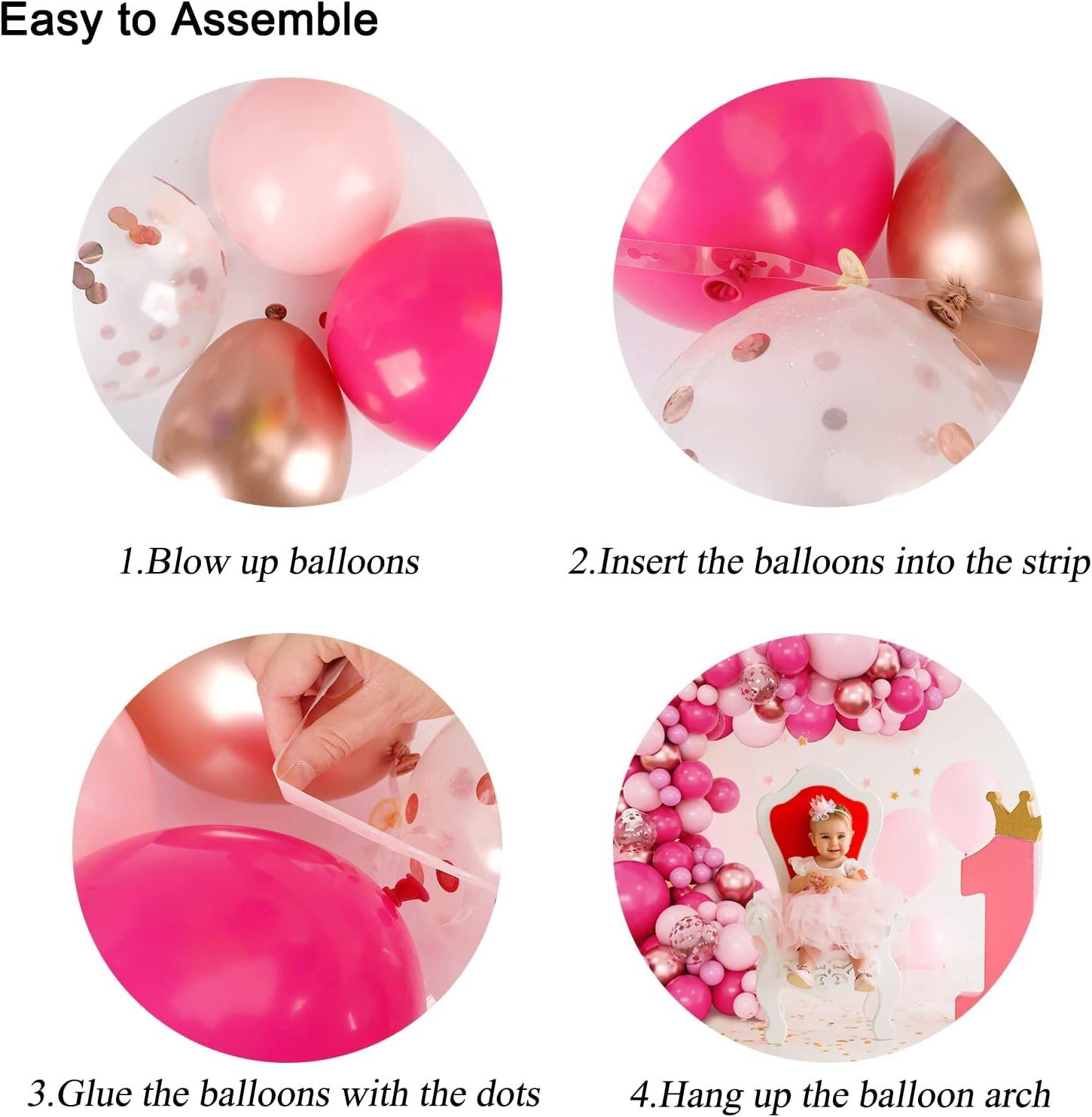 Pink Balloon Arch Garland Kit Hot Pink Rose Gold Chrome - Etsy